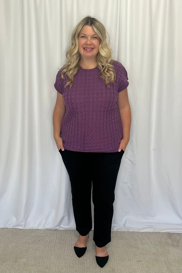Michelle Mae Kelly Knitted Top - Plum - Belle + Bliss Boutique