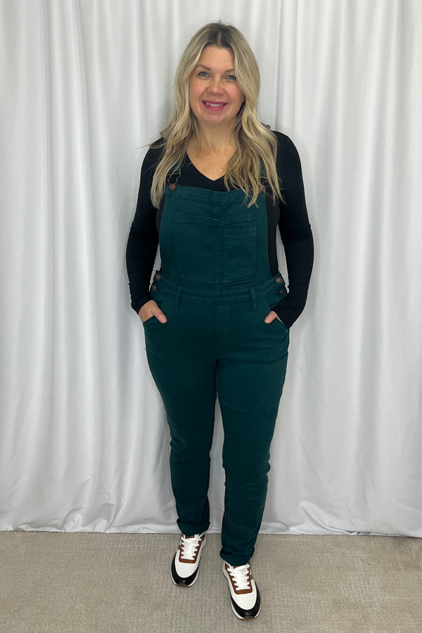 Judy Blue "Darby" Boyfriend, Double Cuff Overalls - Teal - Belle ...