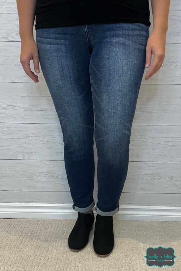 Judy Blue "Spencer" Mid Rise Non-Distressed Slim Fit Denim - Dark Wash ...